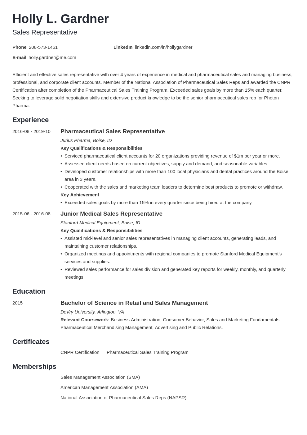 Sales Representative Resume Examples And Templates 2023