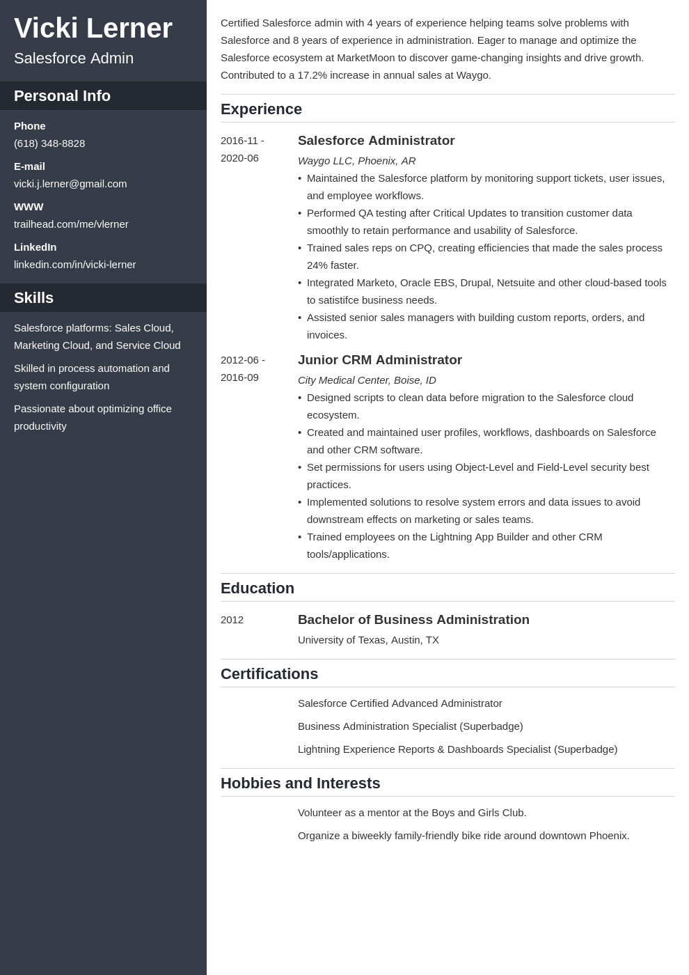 Salesforce Admin Resume Sample And Guide 20 Tips 