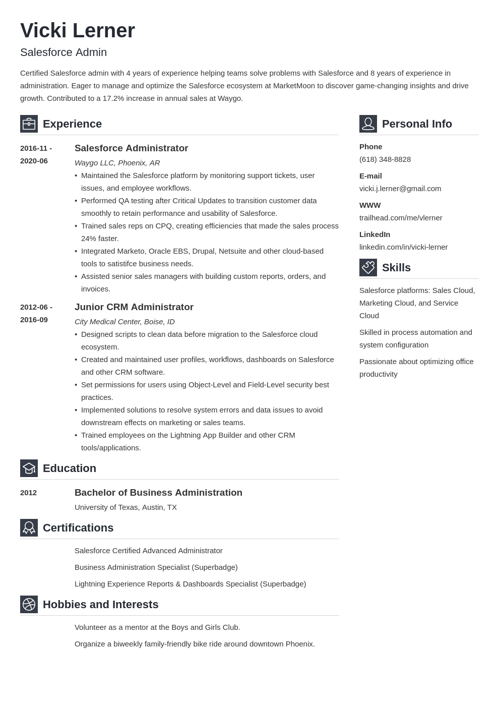 Salesforce Admin Resume Sample And Guide 20 Tips 