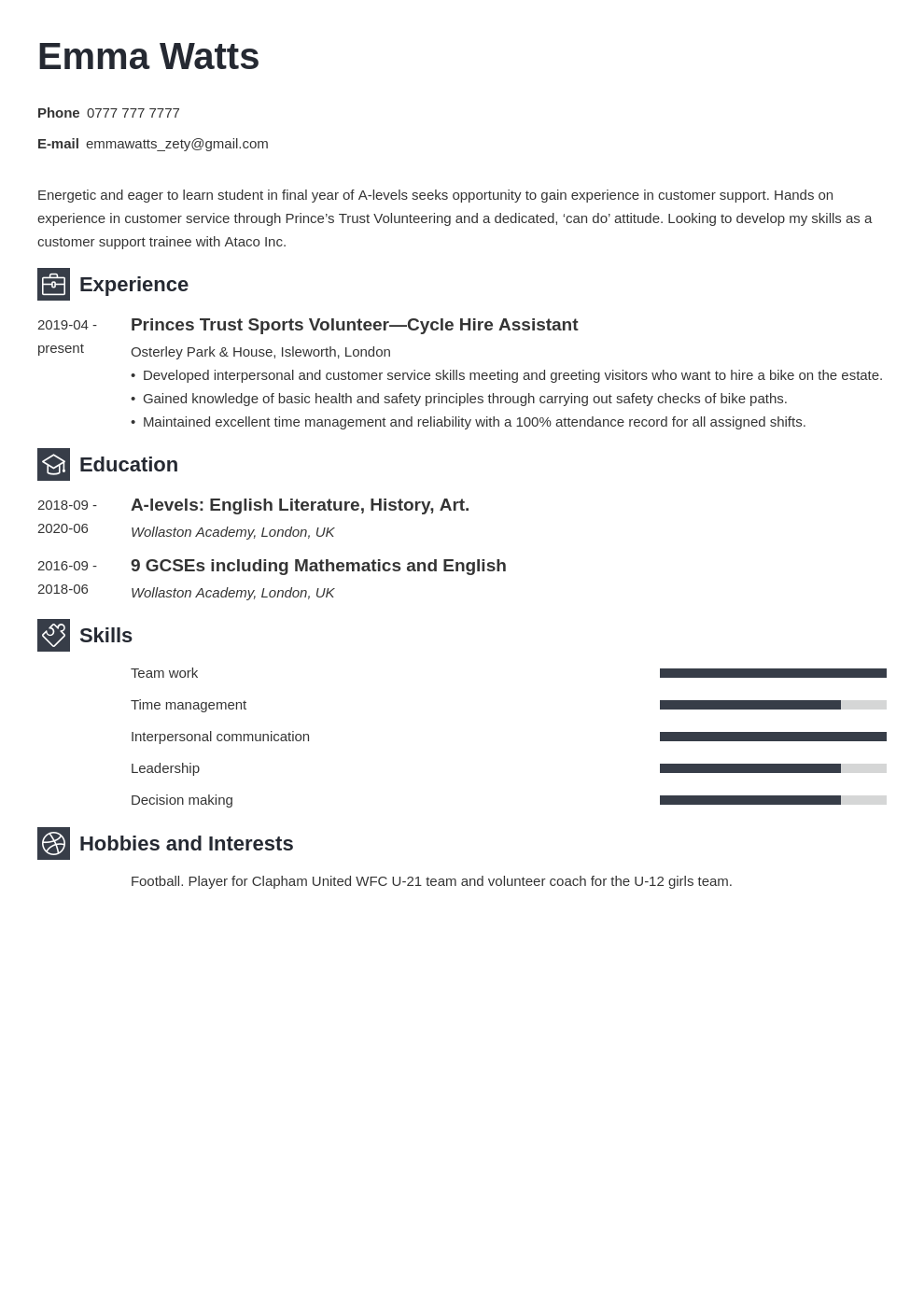 How To Write A School Leaver CV Template Examples 