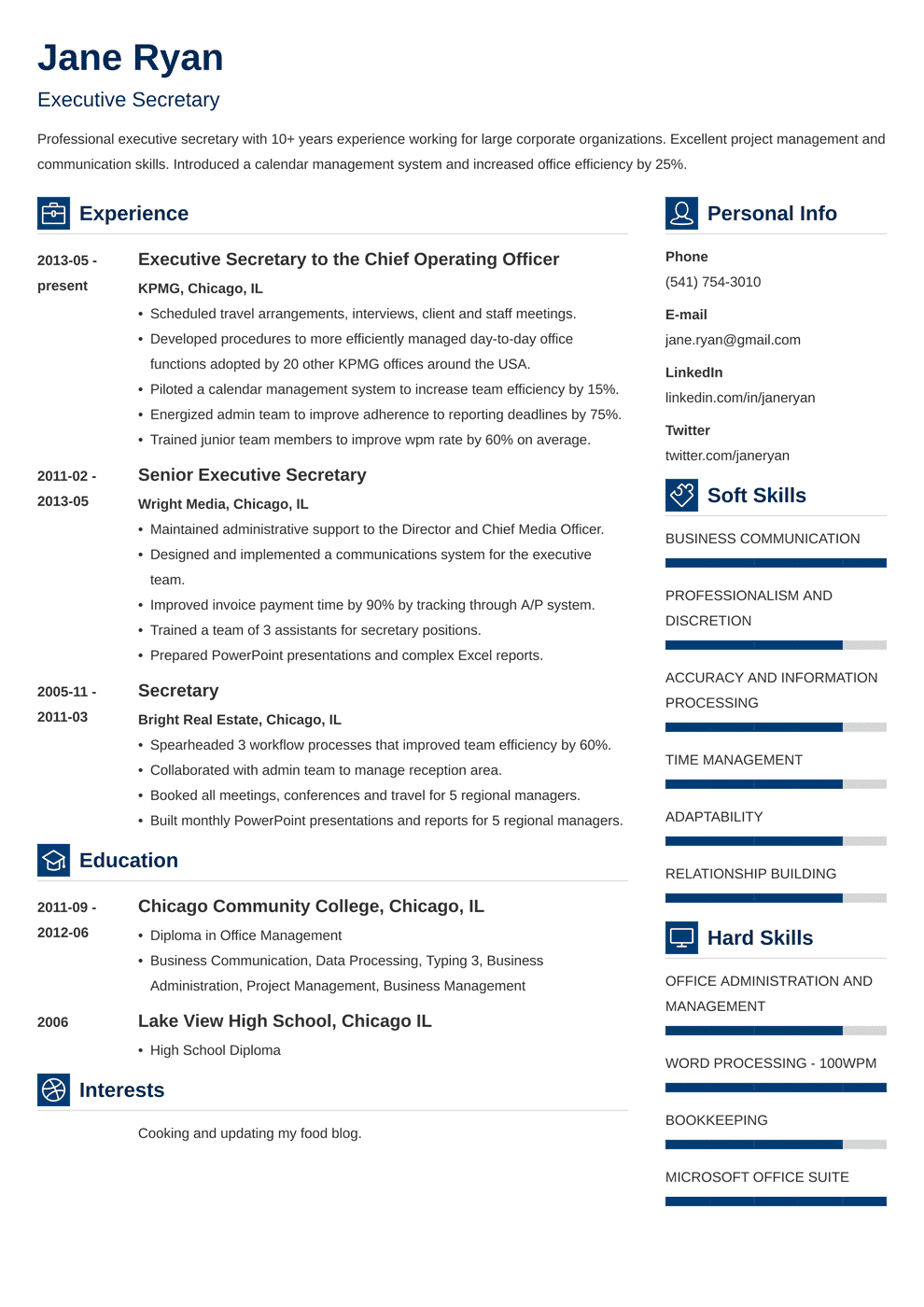 Secretary Resume Examples Of Skills Duties Objectives
