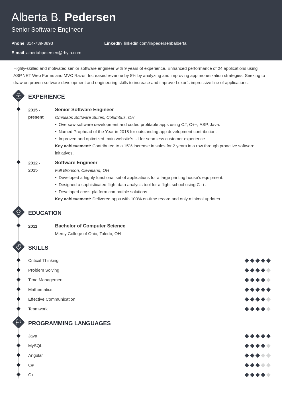 Software Engineer Resume Template Free