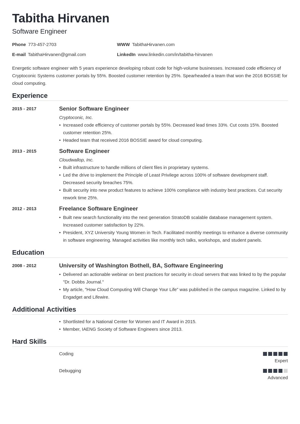 Software Engineering Resume Examples Templates 2024