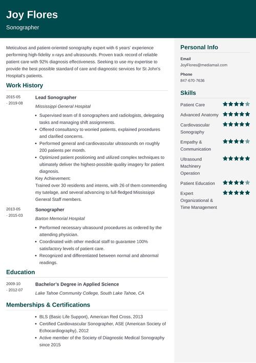 Sonographer Resume Example Guide also Entry Level 