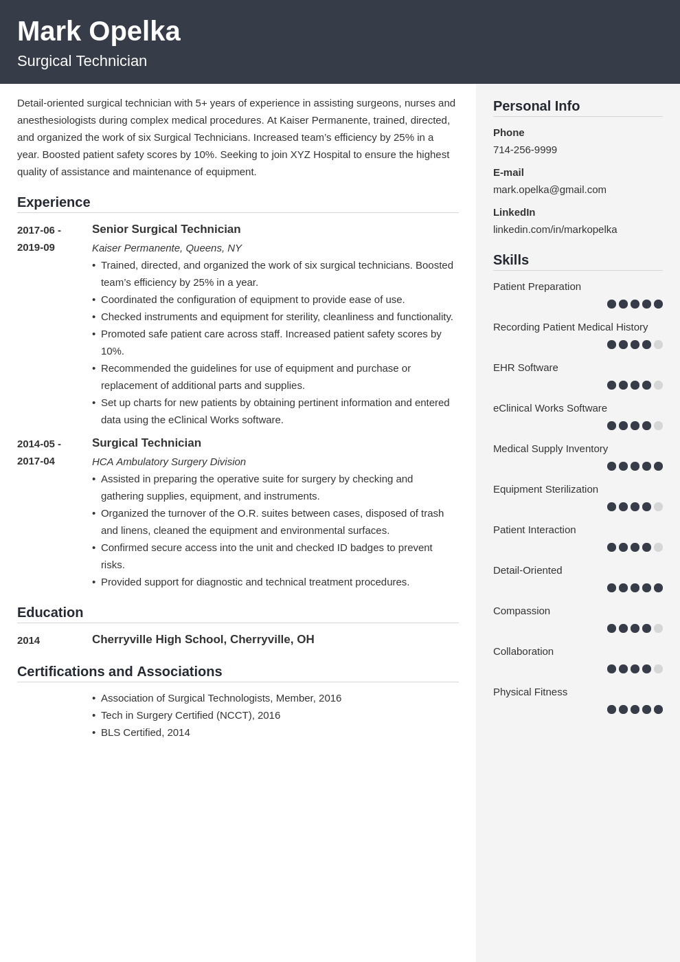 Surgical Tech Resume Template