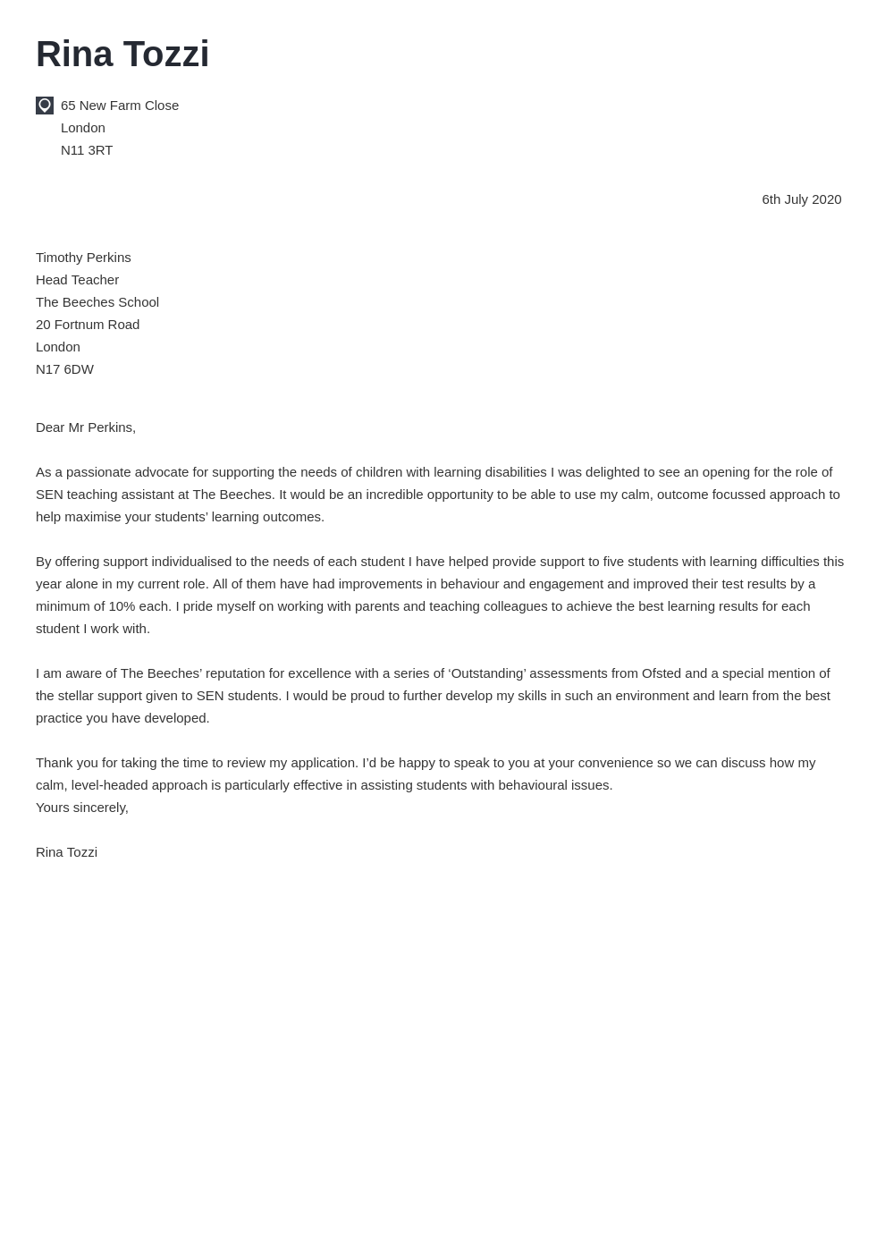 Teaching Assistant TA Cover Letter Example Guide