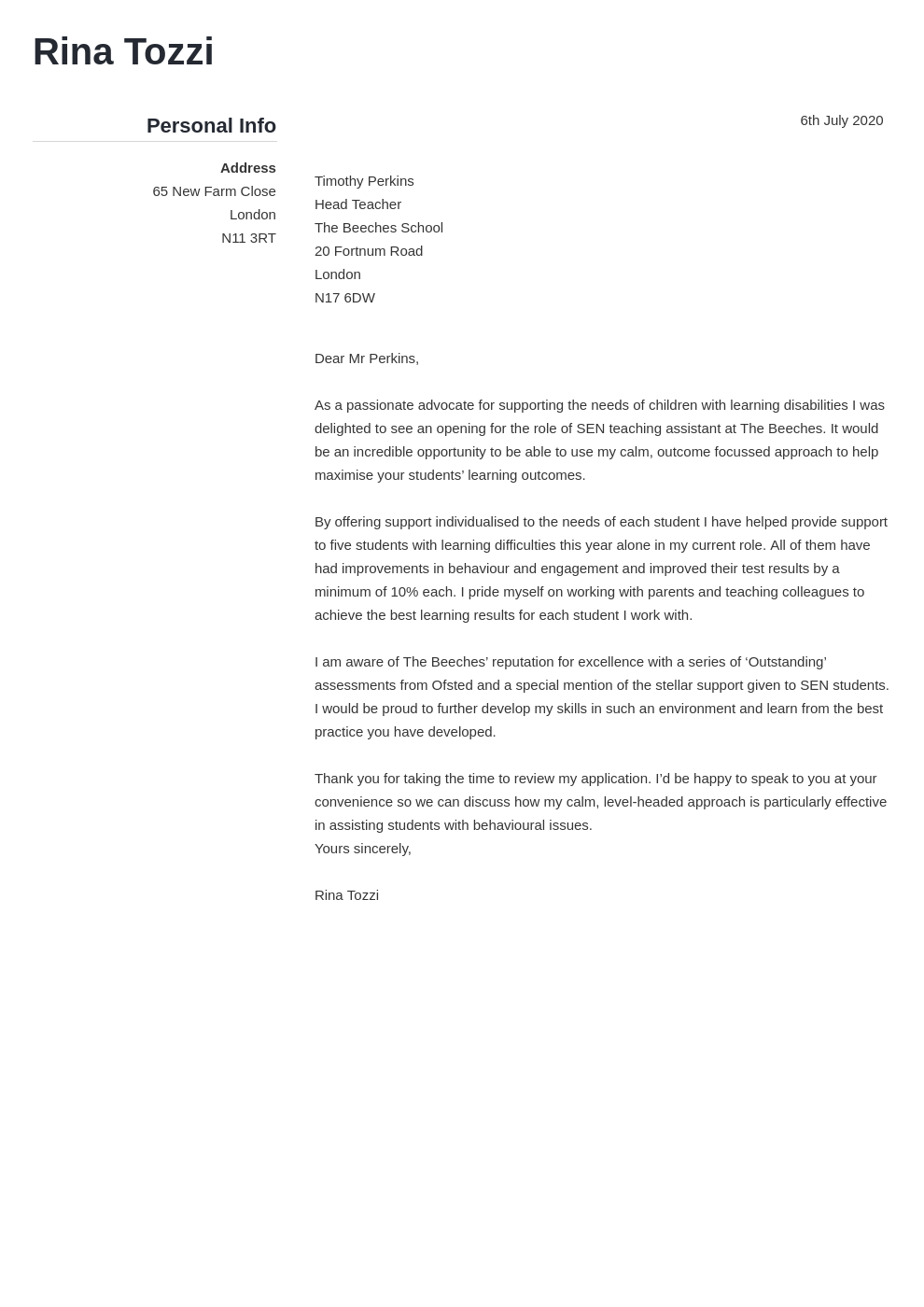 Teaching Assistant TA Cover Letter Example Guide