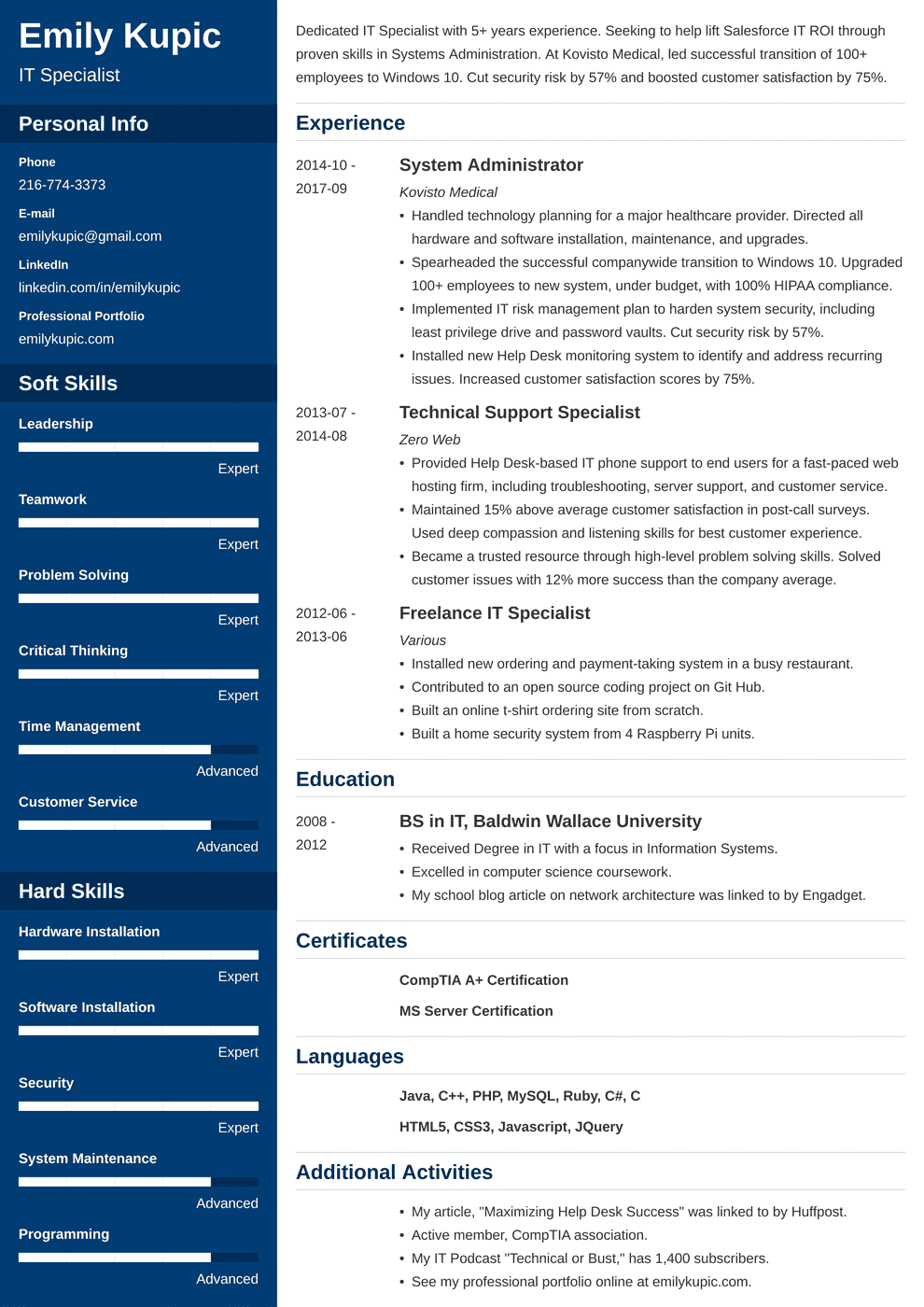 Technical Resume Template Guide 20 Examples