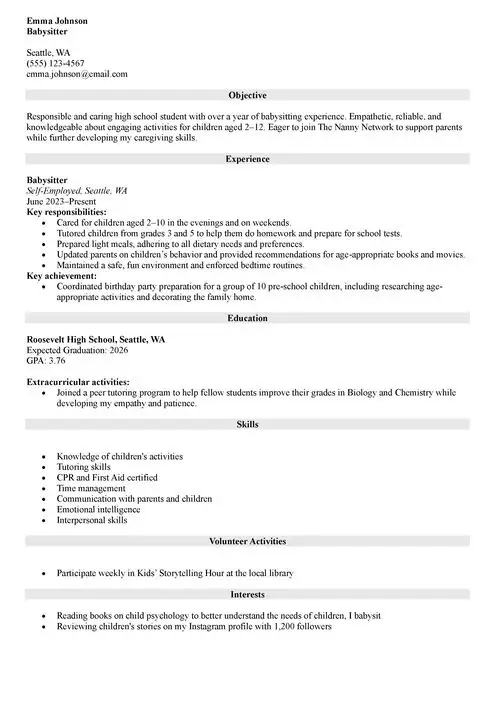 Teen Resume Examples & Templates
