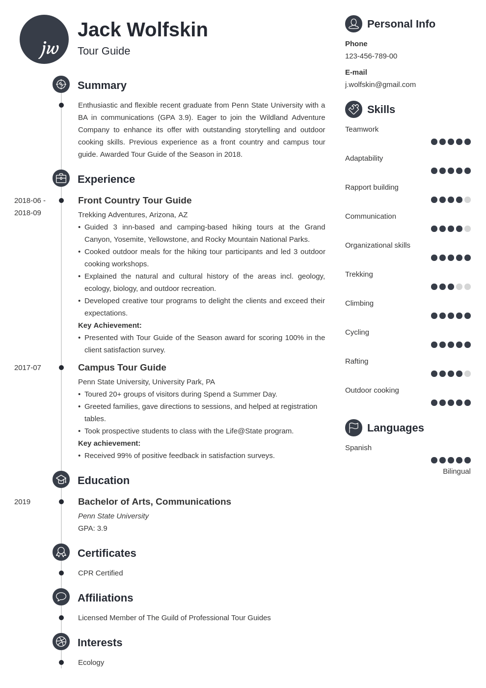 Tour Guide Resume Sample 20 Tips With Job Description 