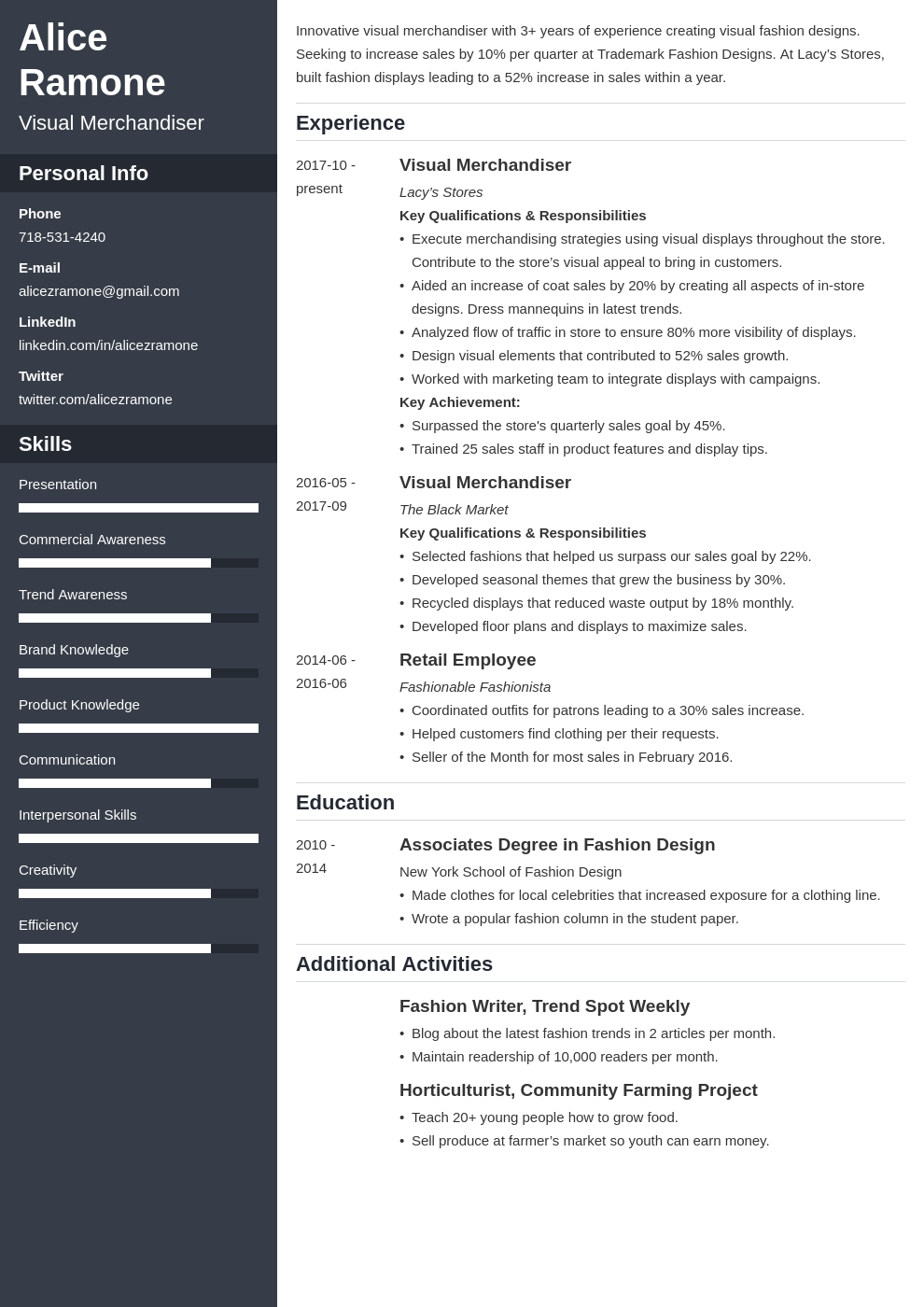 Visual Merchandising Resume Samples And Guide