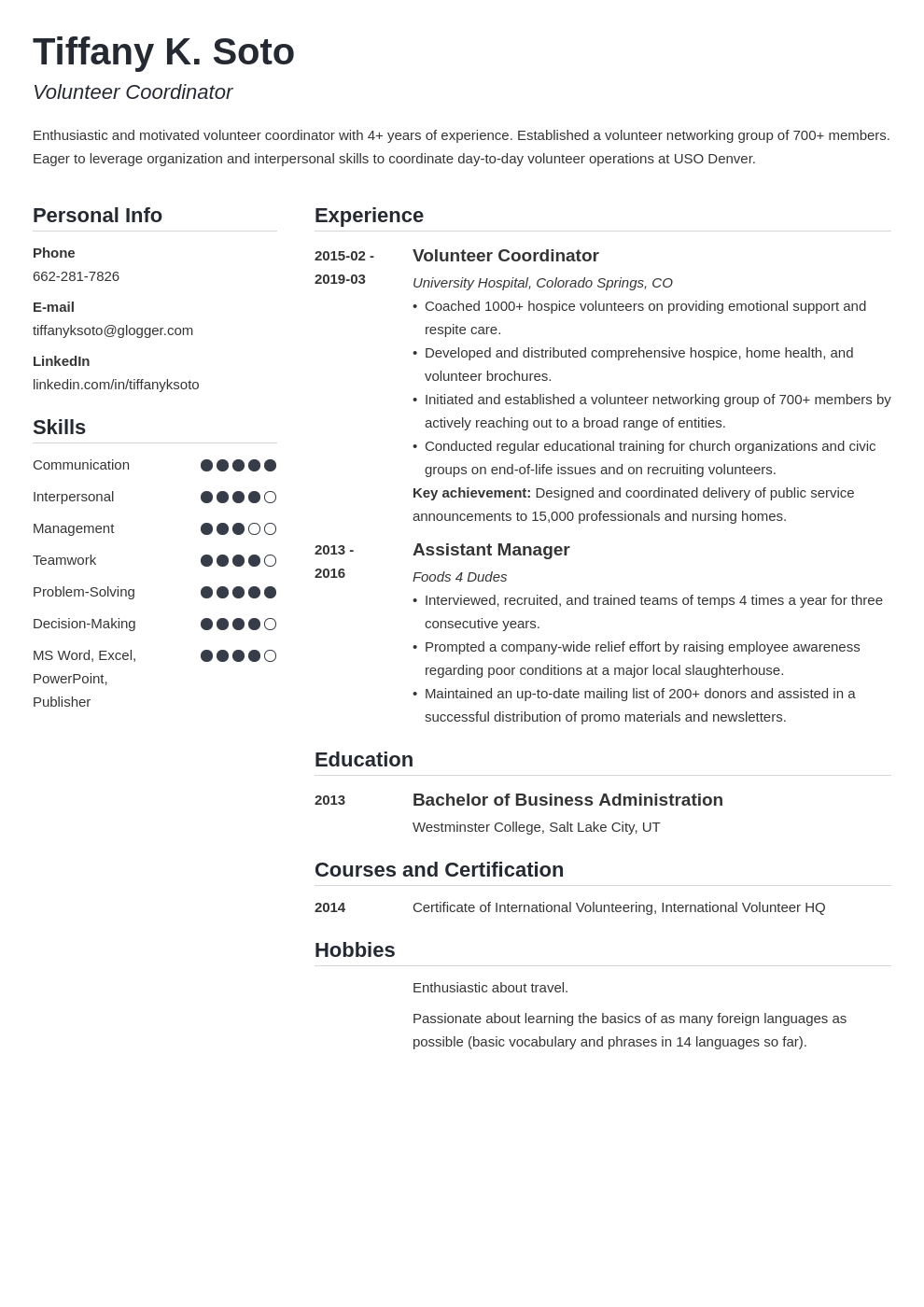 Volunteer Coordinator Resume Example & Guide (+25 Tips)