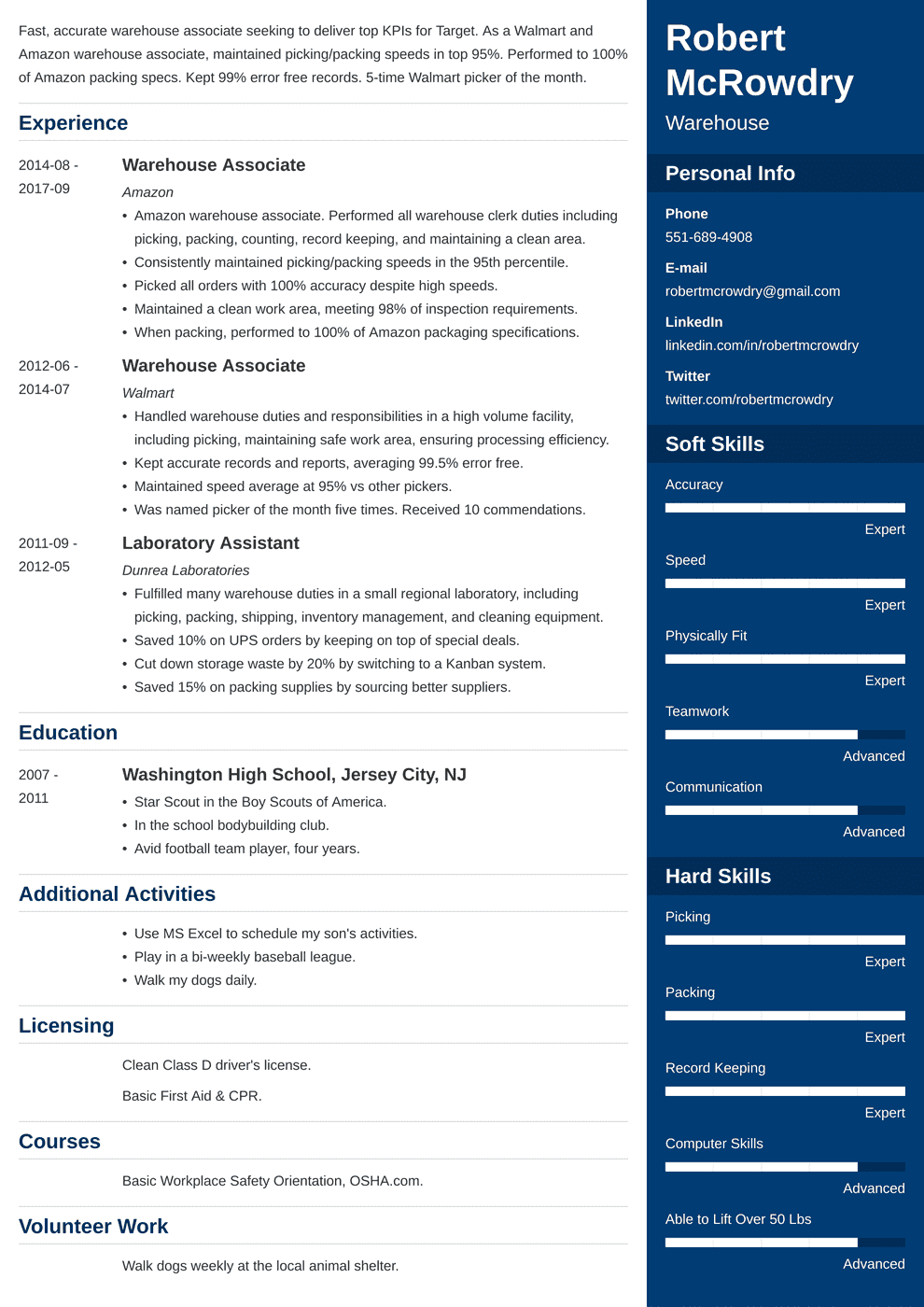 Warehouse Worker Resume Examples (+ Skills & More)