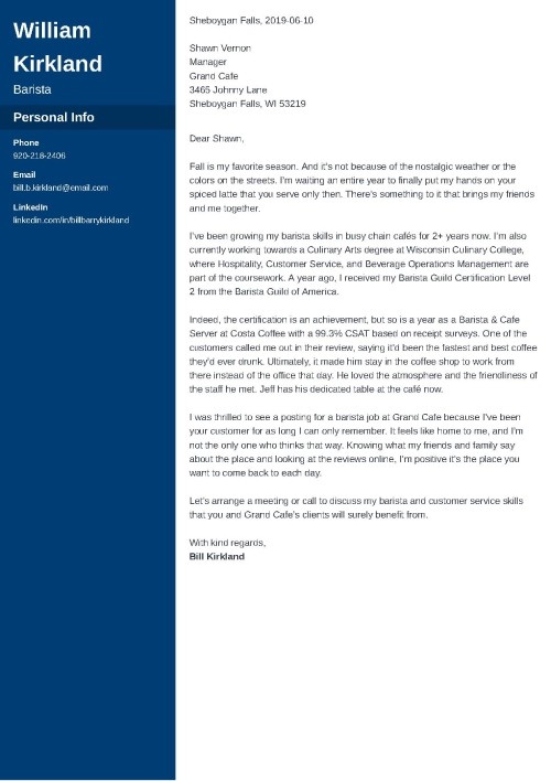 Barista Cover Letter Sample Also With No Experience Barista Cover Letter Sample Also With No Experience