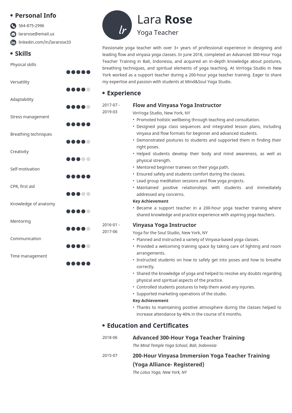 Yoga Teacher Resume Yoga Instructor Resume Samples
