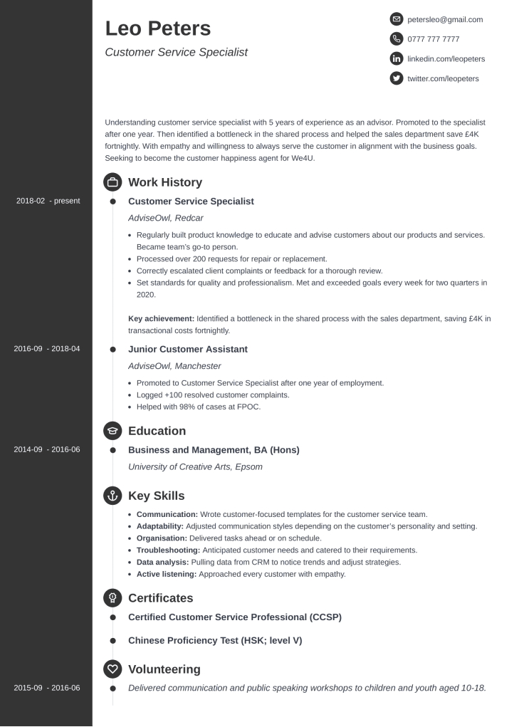 British Cv Example Myperfectcv In 2020 Cv Template